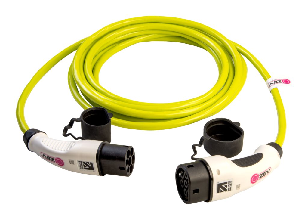 EV Charging Leads Type2-Type2, 32A, 3 Phase, Straight, Hi-vis Lime ...