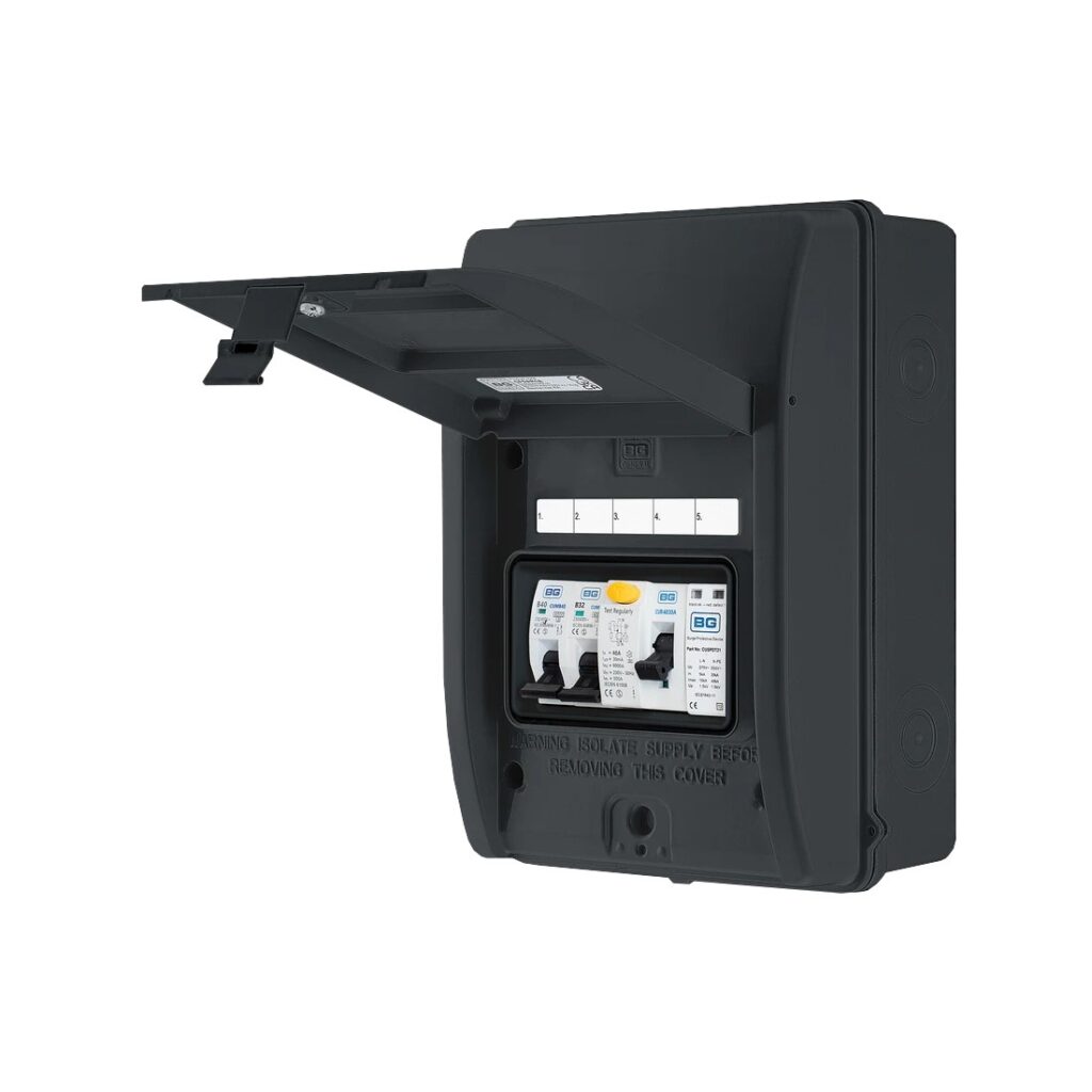 BG SYNC EV IP65 weatherproof outdoor 5 MOD, 5-way consumer unit with ...